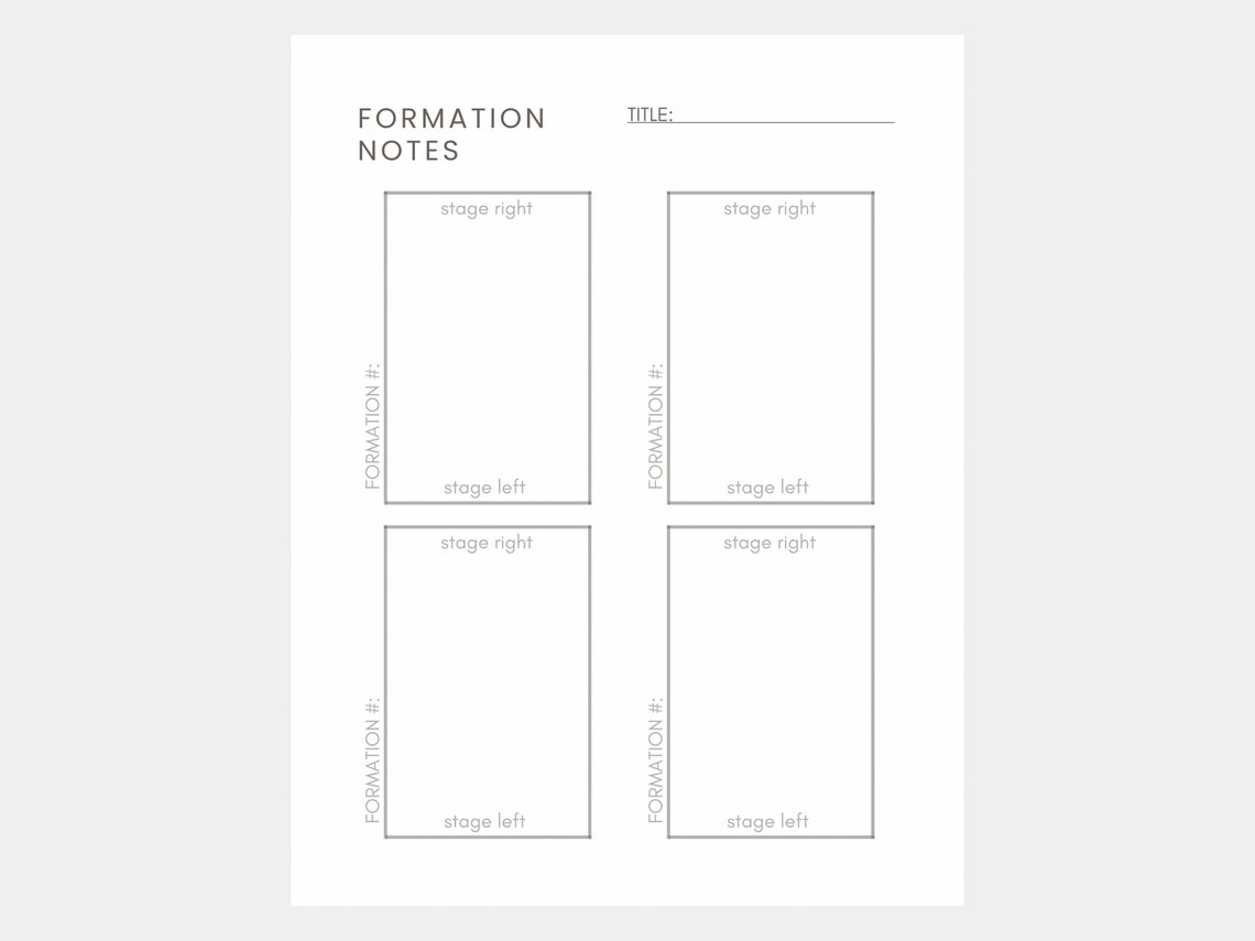 Dance Formations Planning Printable Sheets | Dance Choreography ...