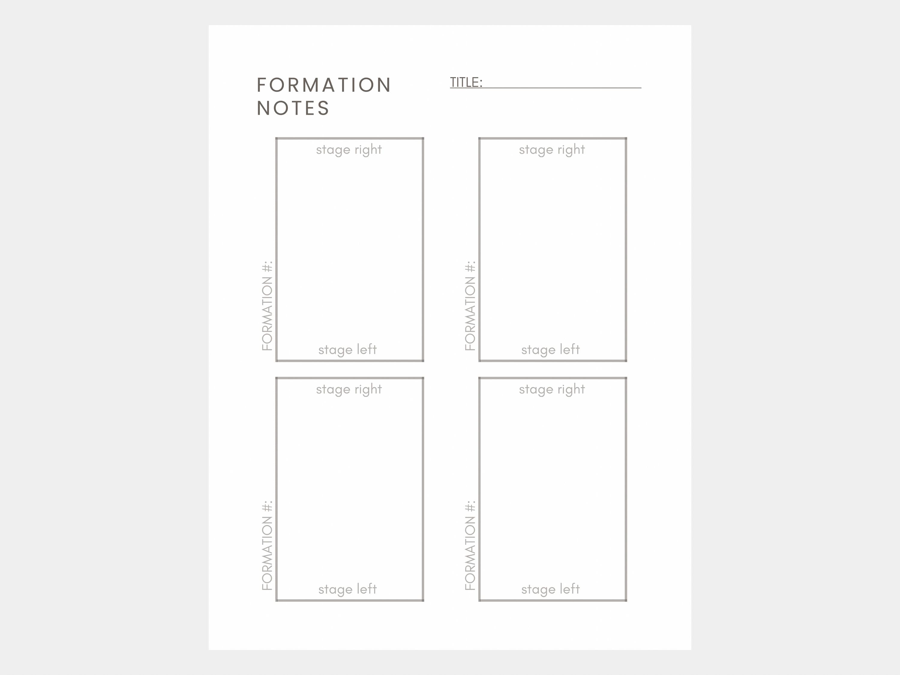 Dance Formations Planning Printable Sheets | Dance Choreography ...