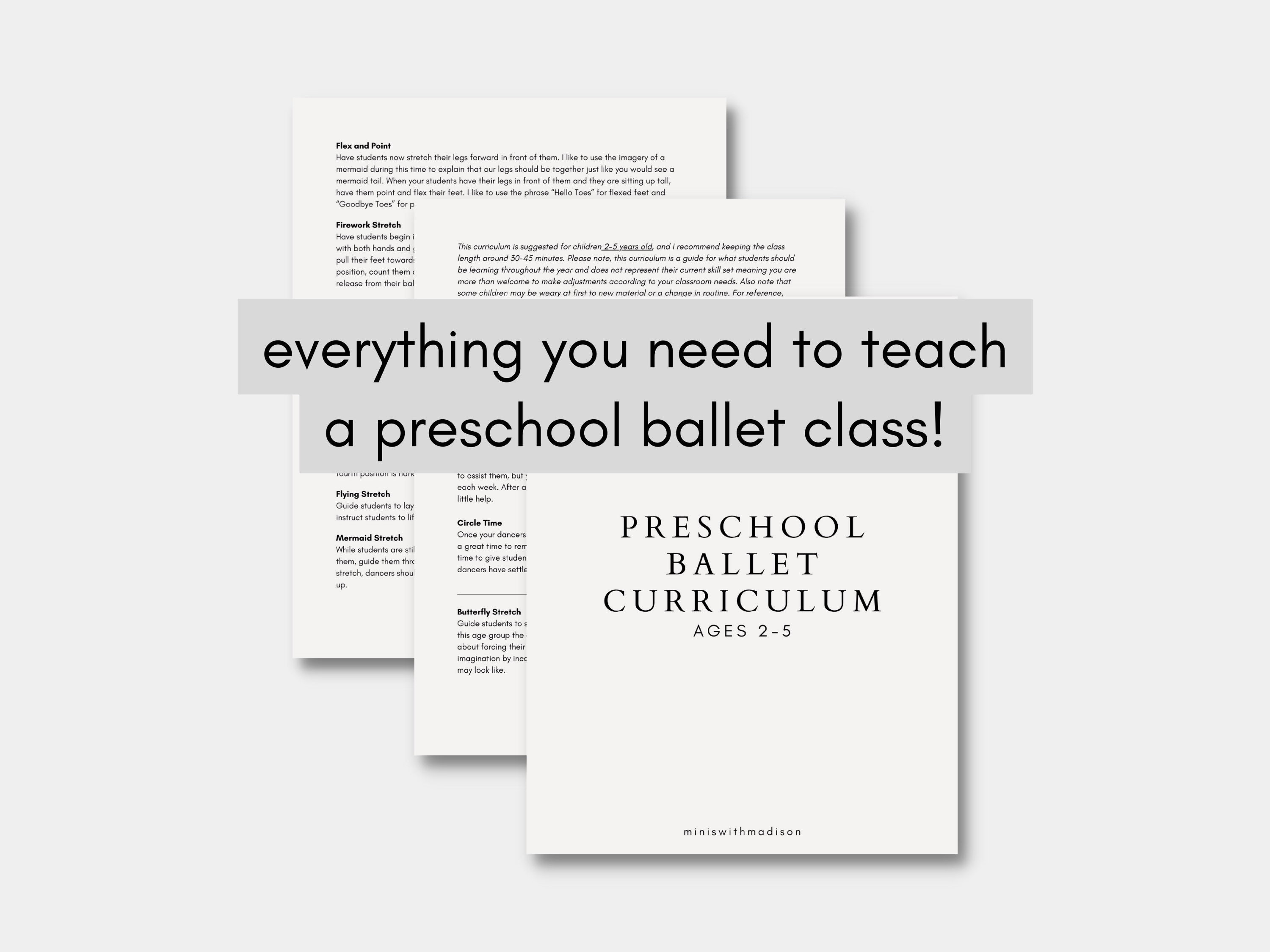 Preschool Ballet Curriculum: Dance Lesson Plan (PDF Download) - Etsy