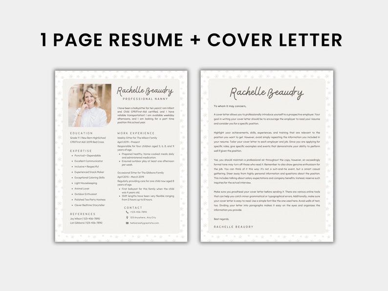 Nanny Resume Canva Template | Babysitter | Childcare | Caregiver ...