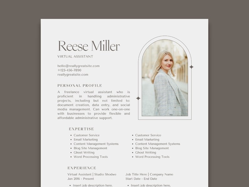 Modern Resume Template for Canva Cover Letter Template - Etsy