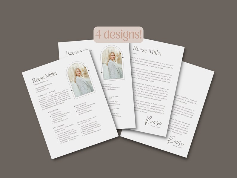 Modern Resume Template for Canva Cover Letter Template - Etsy