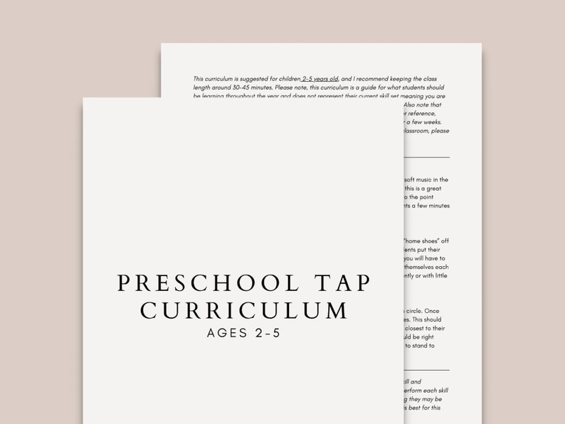 Preschool Tap Class Lesson Plan Dance Class Curriculum - Etsy
