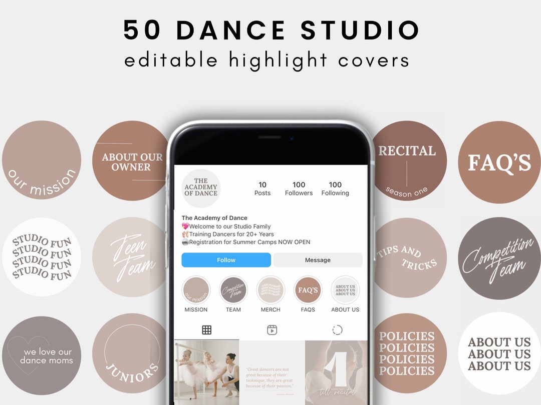 Dance Studio Instagram Highlight Covers: Editable Neutral Theme (50) - Etsy