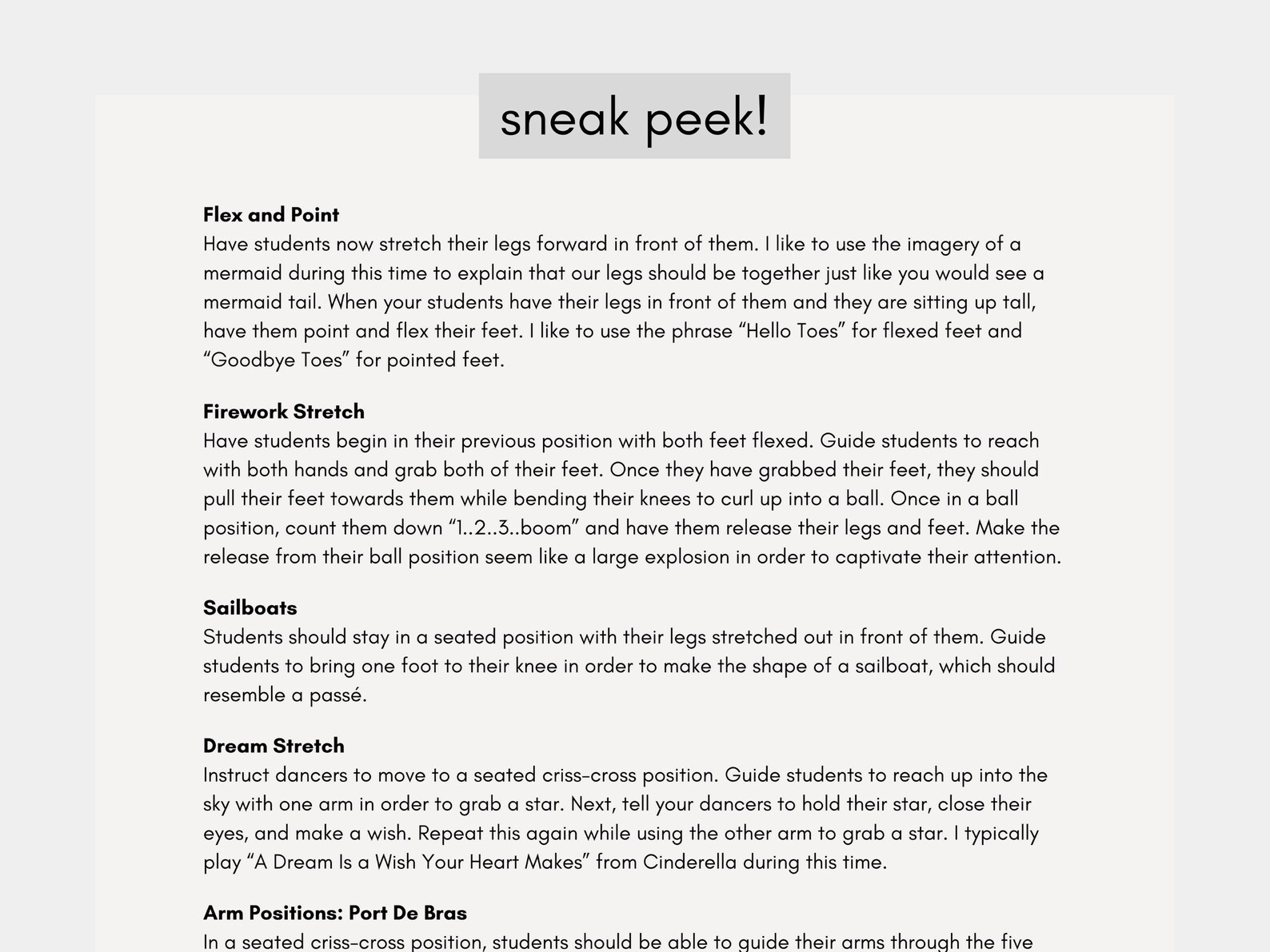 Preschool Ballet Curriculum: Dance Lesson Plan (PDF Download) - Etsy