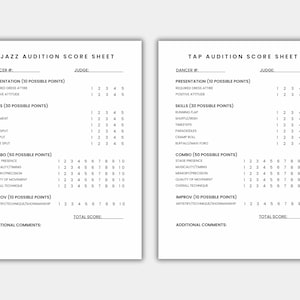 Dance Audition Score Sheet: Editable Judge Template (digital Download ...