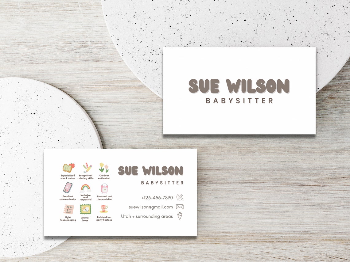 Babysitter Business Card Canva Template | Nanny Business Card ...