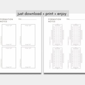 Dance Formations Planning Printable Sheets | Dance Choreography ...