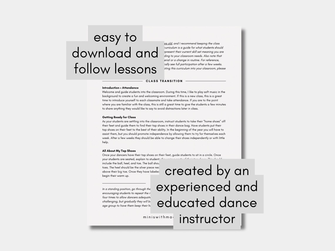 Preschool Tap Class Lesson Plan: Dance Curriculum (PDF) - Etsy