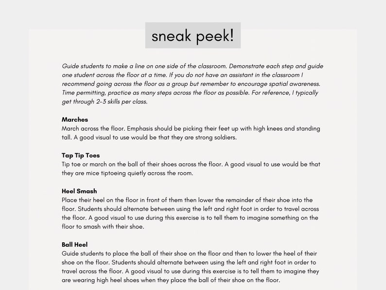 Preschool Tap Class Lesson Plan: Dance Curriculum (PDF) - Etsy