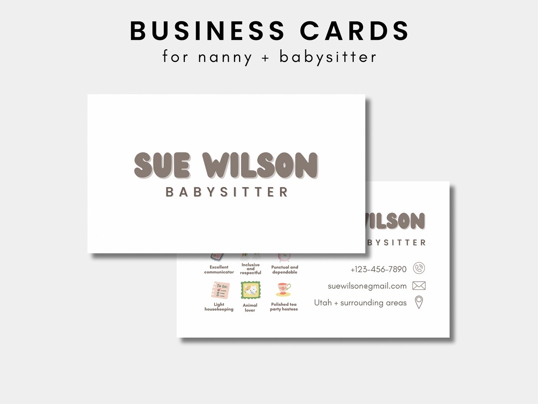 Babysitter Business Card Canva Template: Editable Printable Design - Etsy
