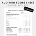 Dance Audition Score Sheet: Editable Judge Template (digital Download ...
