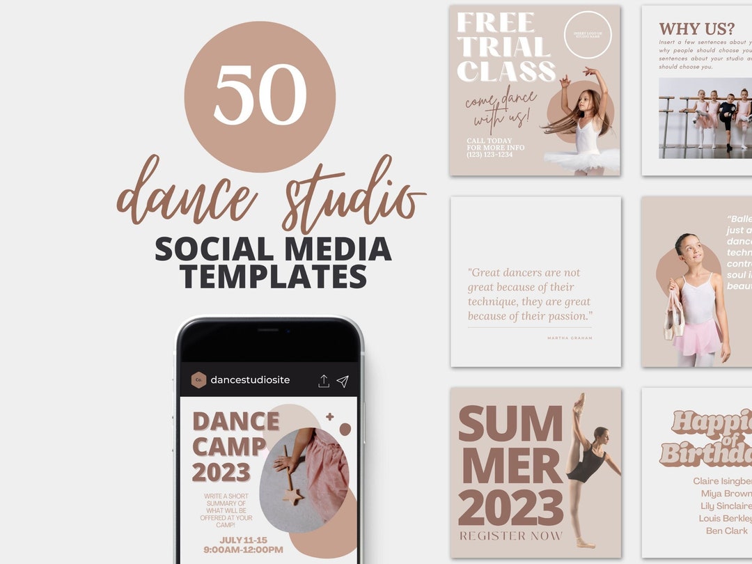 Dance Studio Social Media Templates Canva Social Media Posts - Etsy