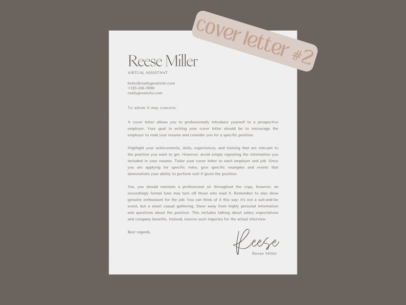 Modern Resume Template for Canva Cover Letter Template - Etsy