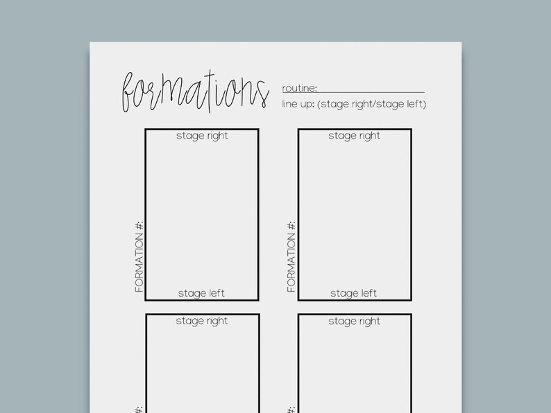 Dance Formations Planning Printable Sheets Dance - Etsy