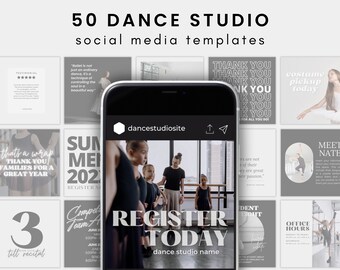 Dance Studio Social Media Templates Canva Social Media Posts for Dance ...