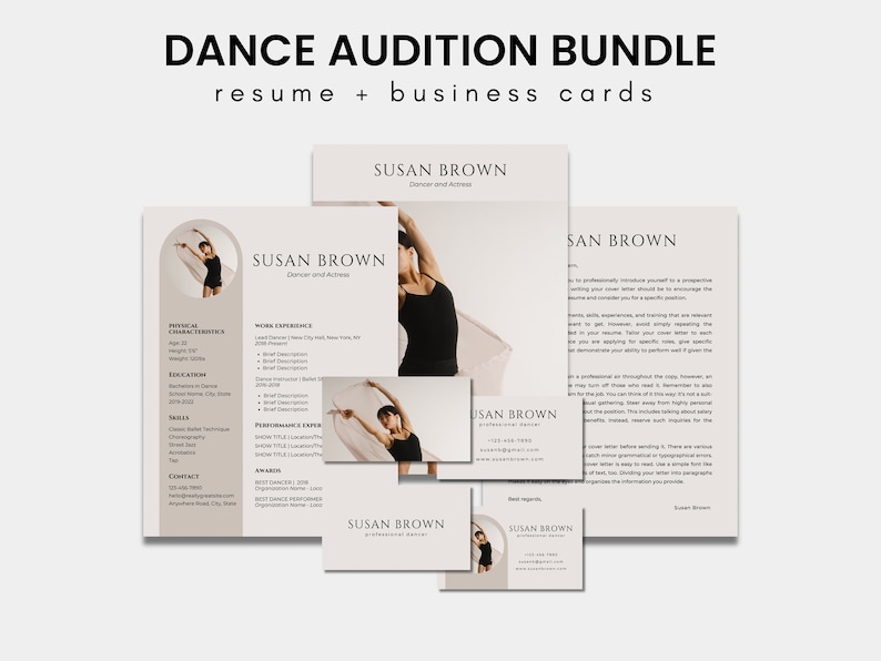 Dance Audition Bundle | Editable Resume and Business Card for ...