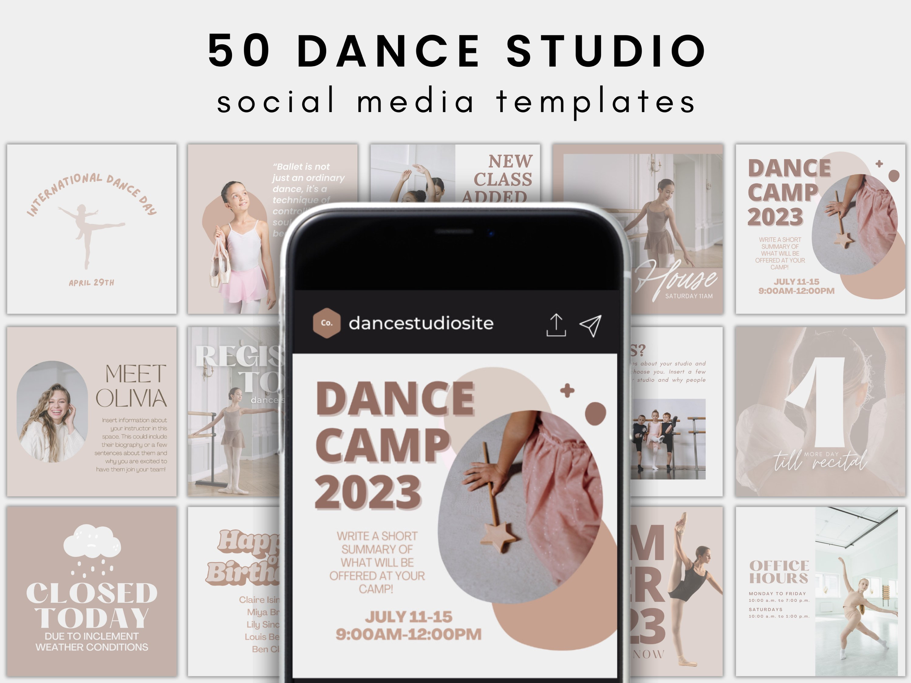 Dance Studio Social Media Templates Canva Social Media Posts for Dance ...
