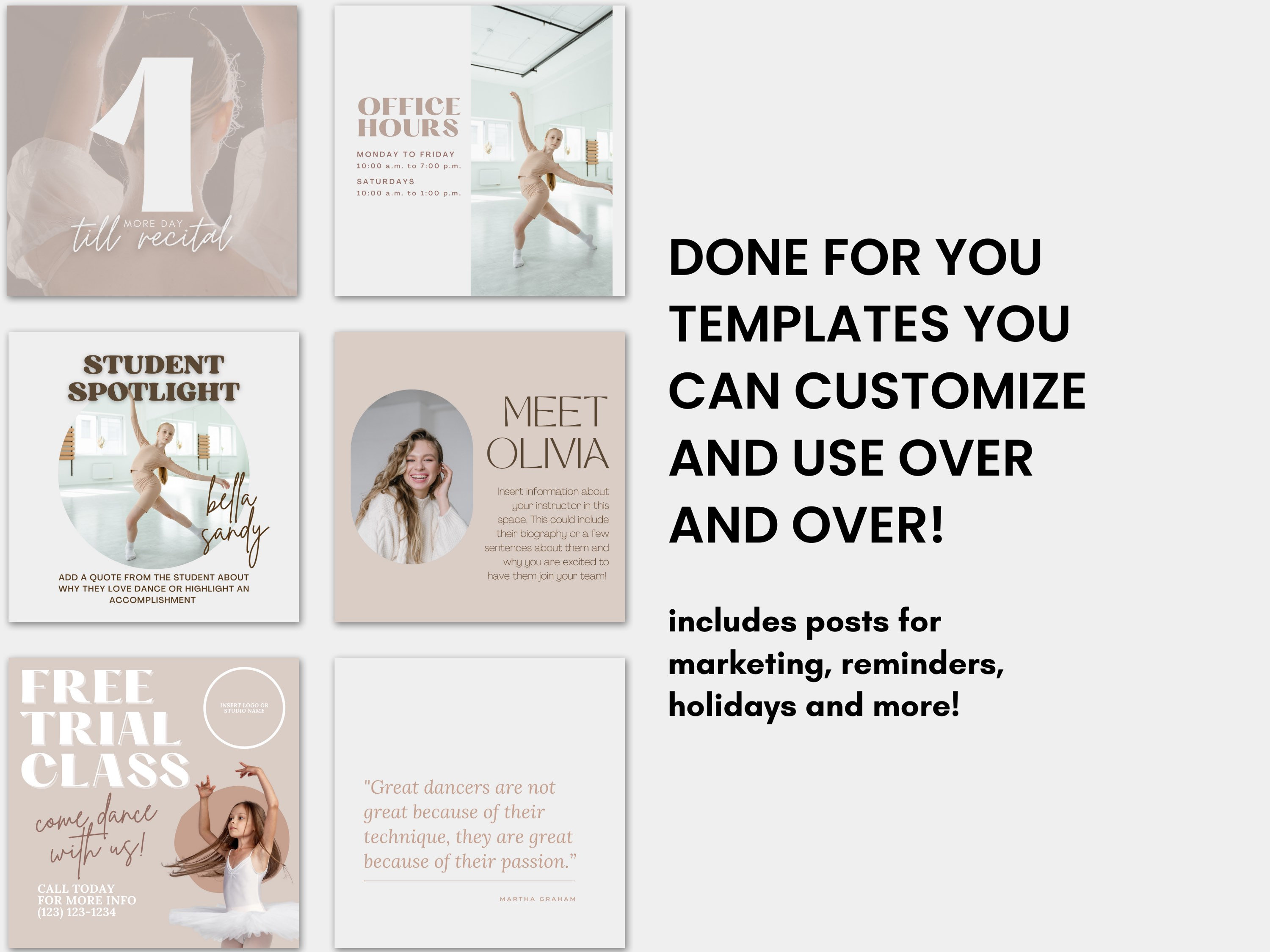 Dance Studio Social Media Templates: Canva Posts (digital Download) - Etsy