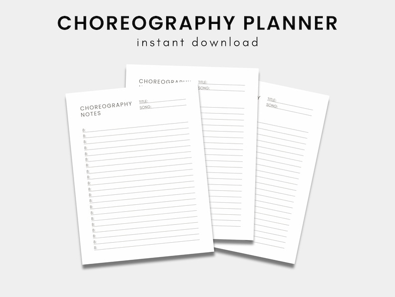 Dance Choreography Planner Printable Sheets Dance Organization 8 Count ...