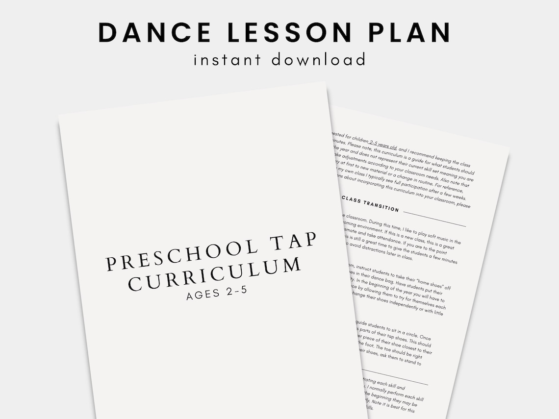 Preschool Tap Class Lesson Plan: Dance Curriculum (PDF) - Etsy