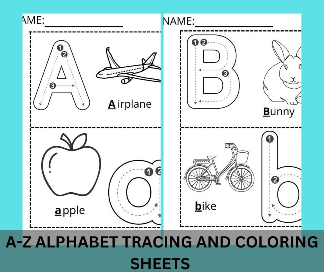 Preschool Printable A-Z Tracing and Coloring Worksheets 26 Pages - Etsy