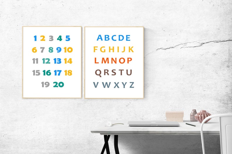 Education Poster Months Days Numbers ABC Alphabets Colors Shapes ...