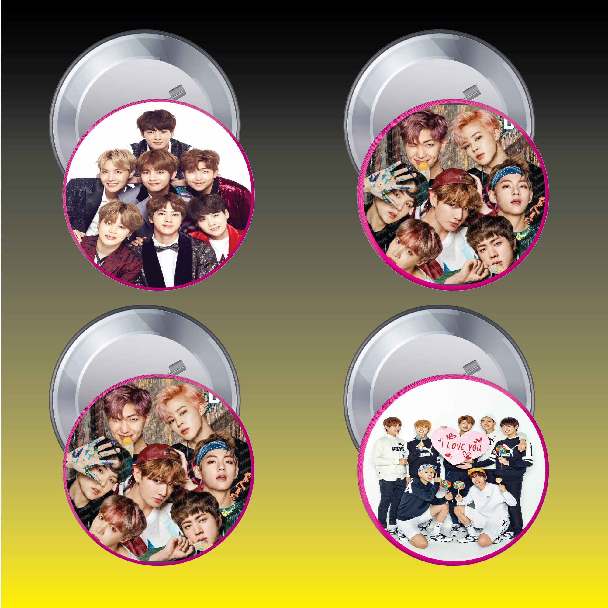 BTS Style Group Pin K-pop Korean Pop Pinback Button - Etsy
