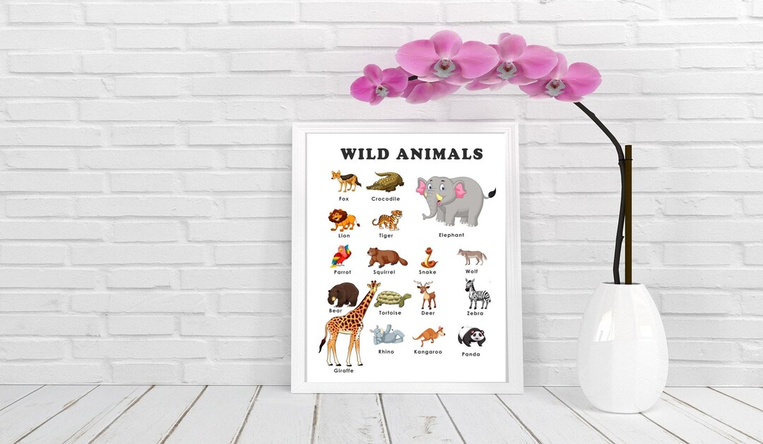Wild Animals Printable Set, Learning Resource, Wall Print, School ...