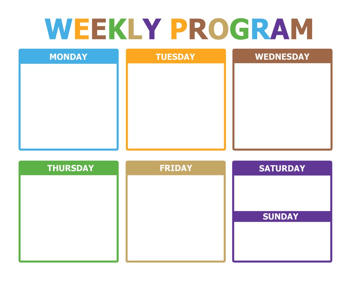 Colorful Printable Students Weekly Planner Kids Students Weekly Program ...