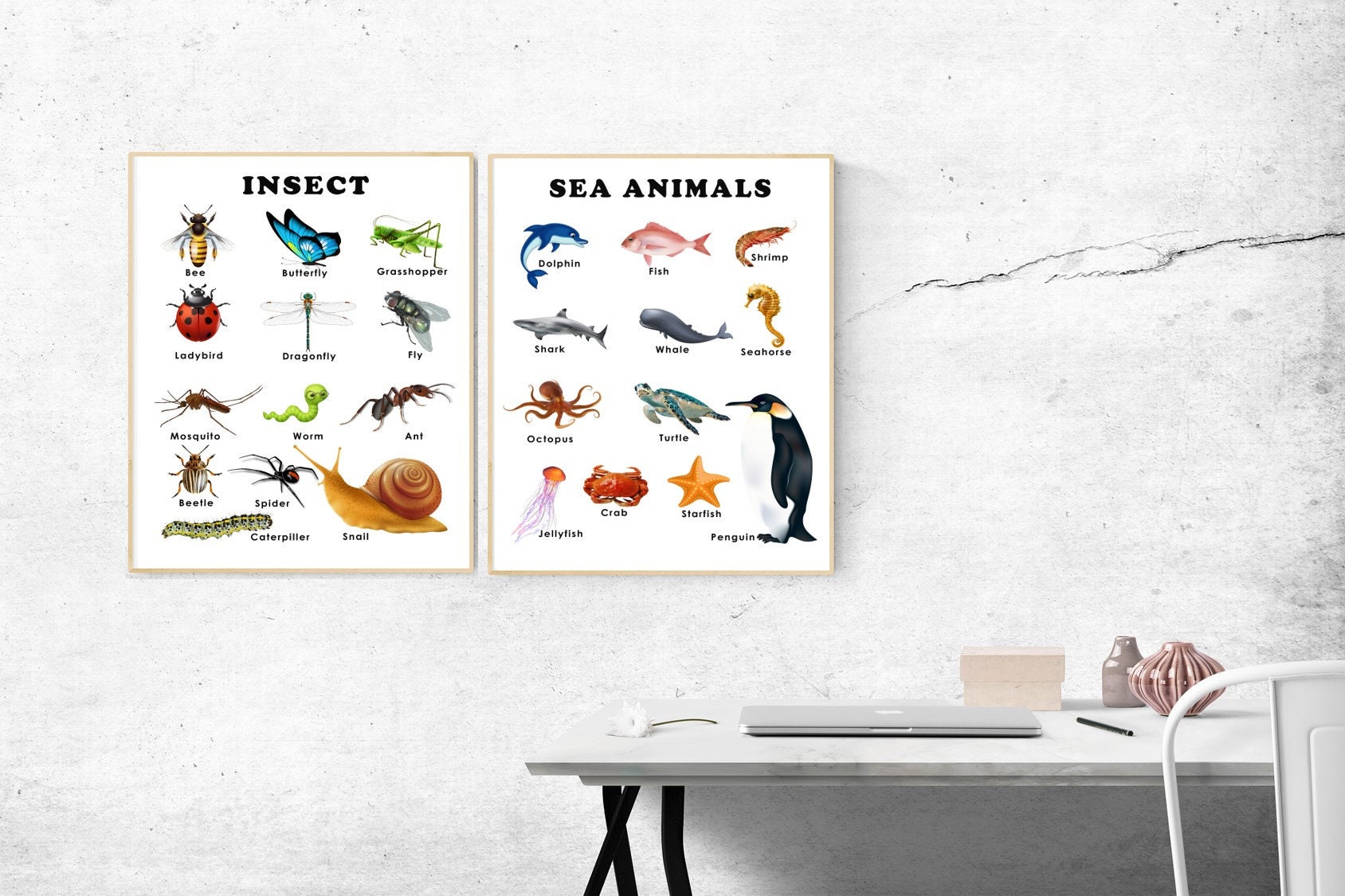 Sea Animals & Insects Printable Set, Learning Resource, Wall Print ...