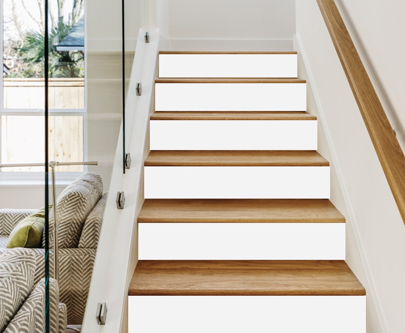 White Stair Riser Decals Modern Vinyl Strips Peel and Stick Removable ...