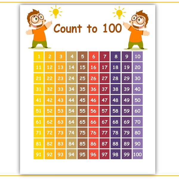 100 Number Chart Worksheet - Etsy