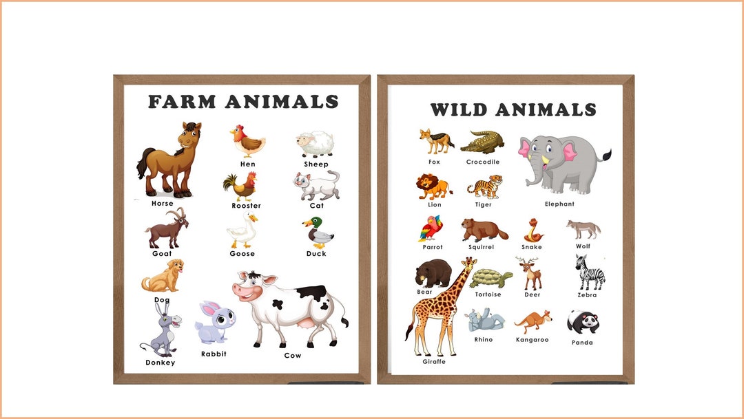 Wild Animals & Farm Animals Printable Set, Learning Resource, Wall ...