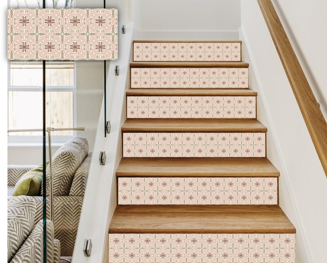 Mocha Brown Removable Stair Riser Decals, Vintage Stone and Ceramic ...