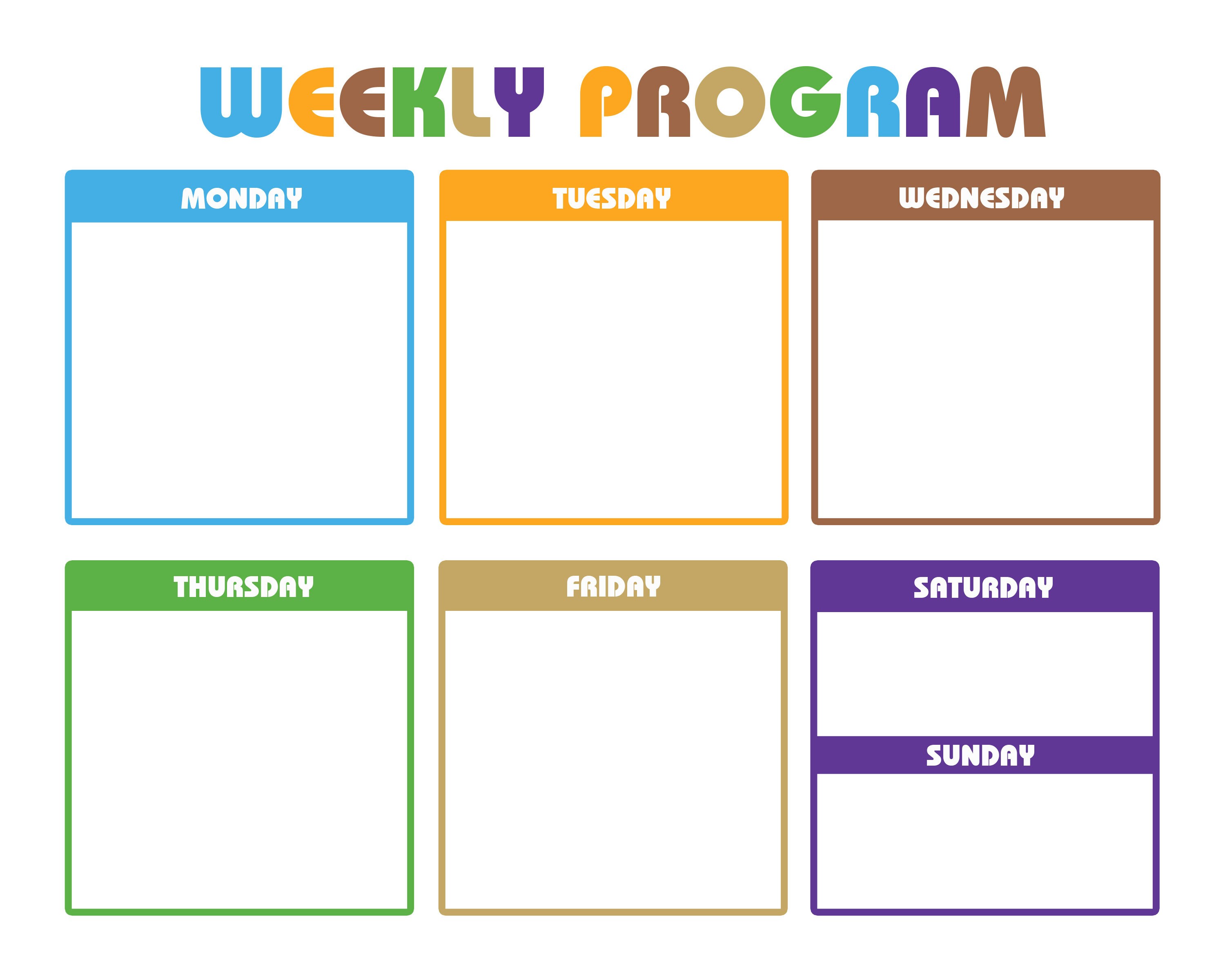 Colorful Printable Students Weekly Planner Kids Students Weekly Program ...