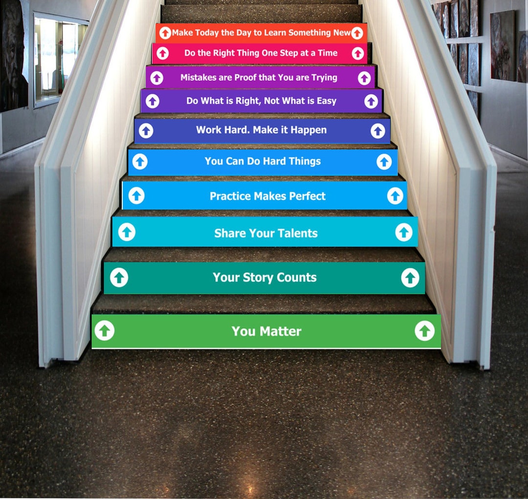 Motivational and Inspirational Stair Decals, Signs for School Decor - Etsy