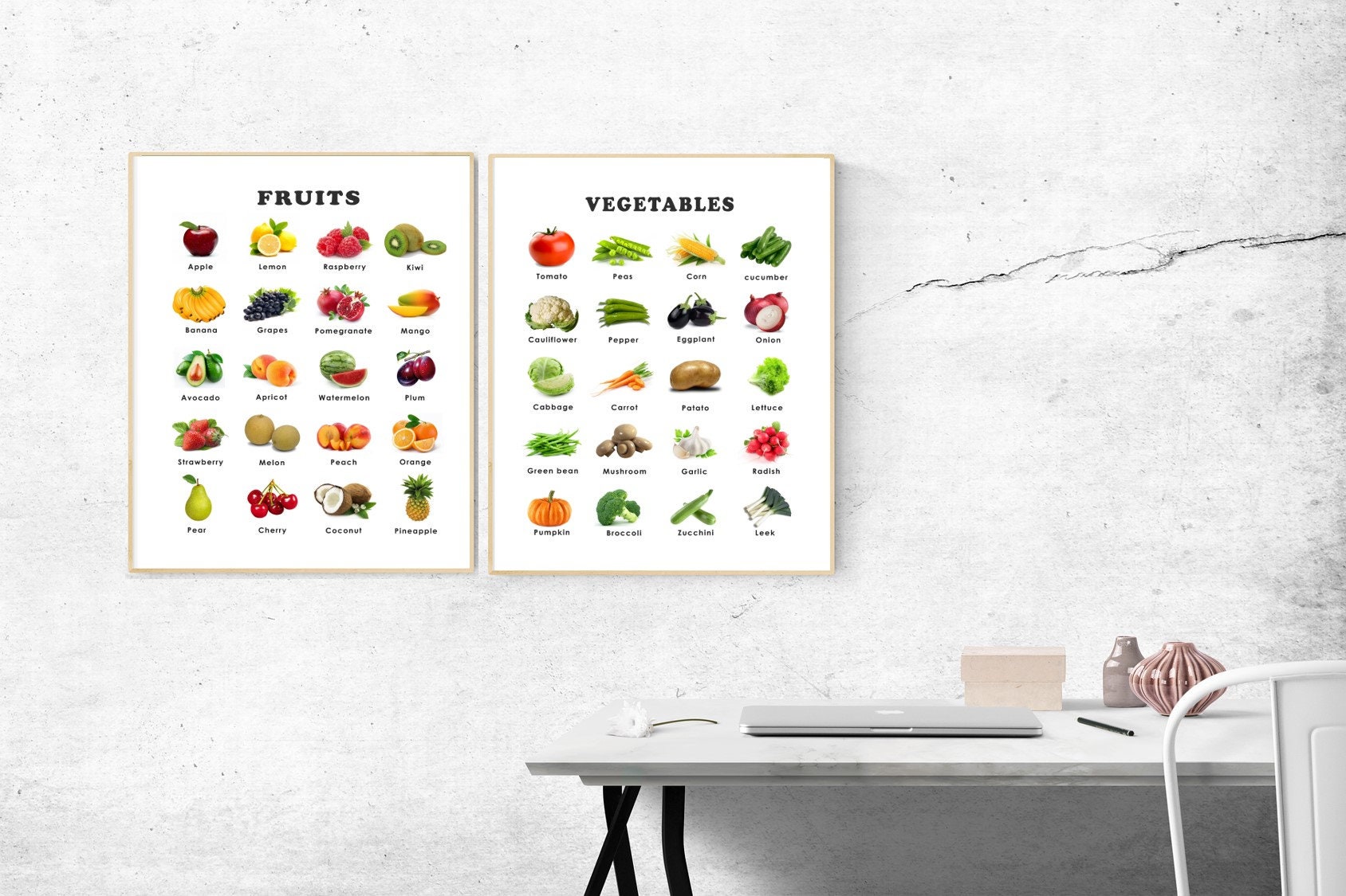 Fruit and Vegetables Printable Set, Learning Resource, Wall Print ...