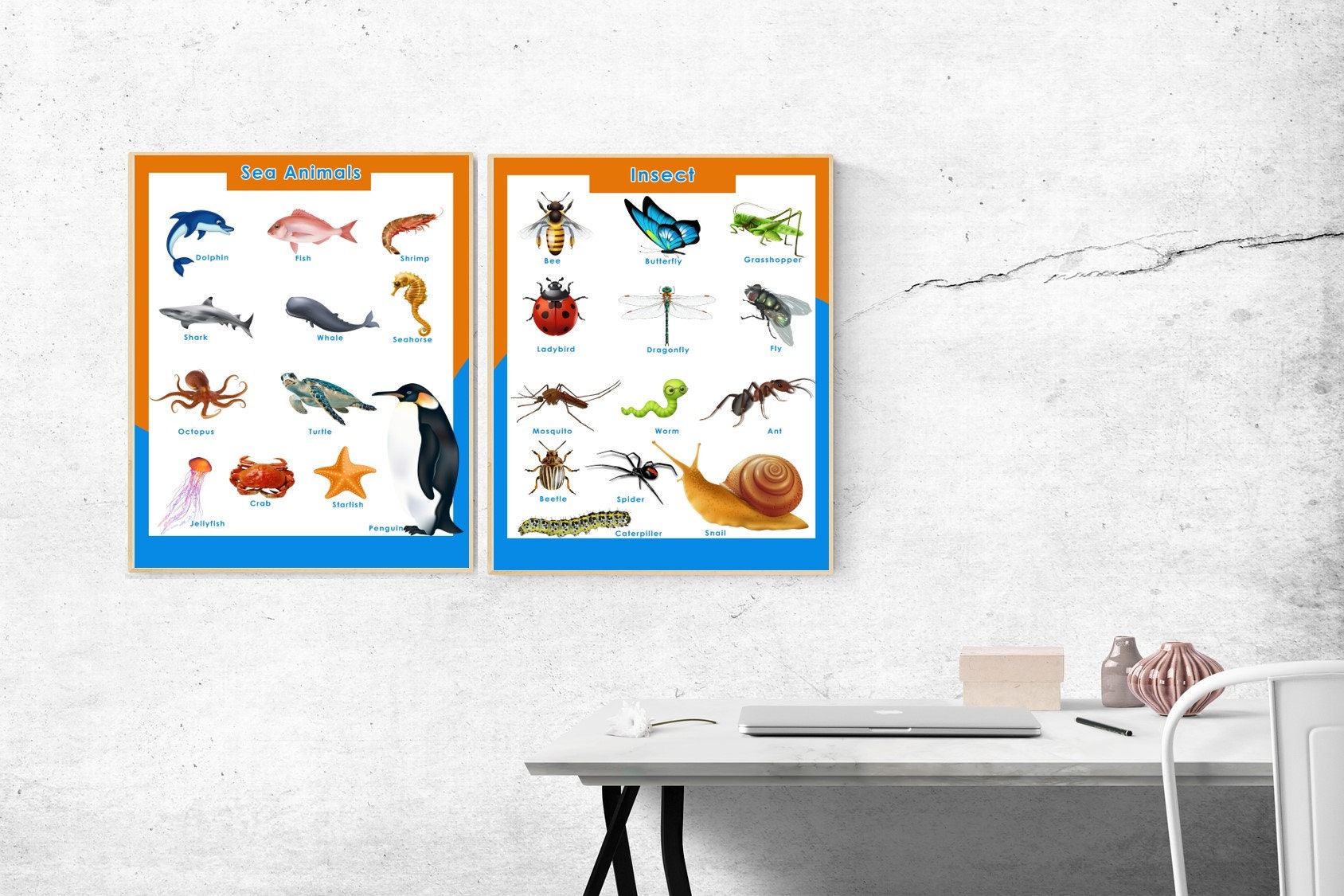 Sea Animals & Insects Printable Set, Learning Resource, Wall Print ...