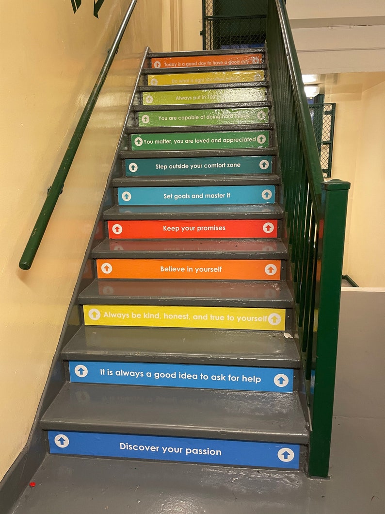 Motivational and Inspirational Stair Decals, Signs for School Decor - Etsy