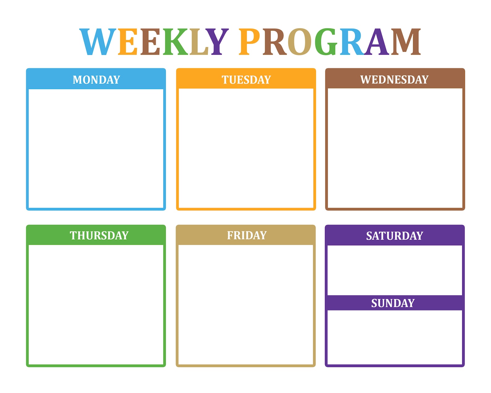Colorful Printable Students Weekly Planner Kids Students Weekly Program ...