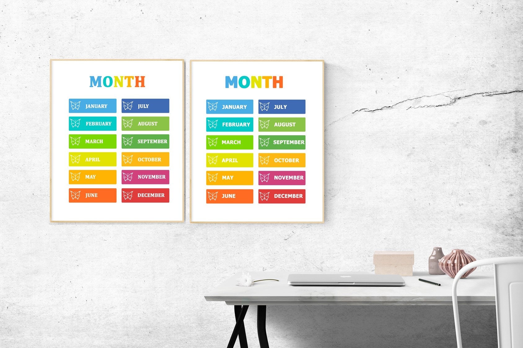 Education Poster Months Days Numbers ABC Alphabets Colors Shapes ...