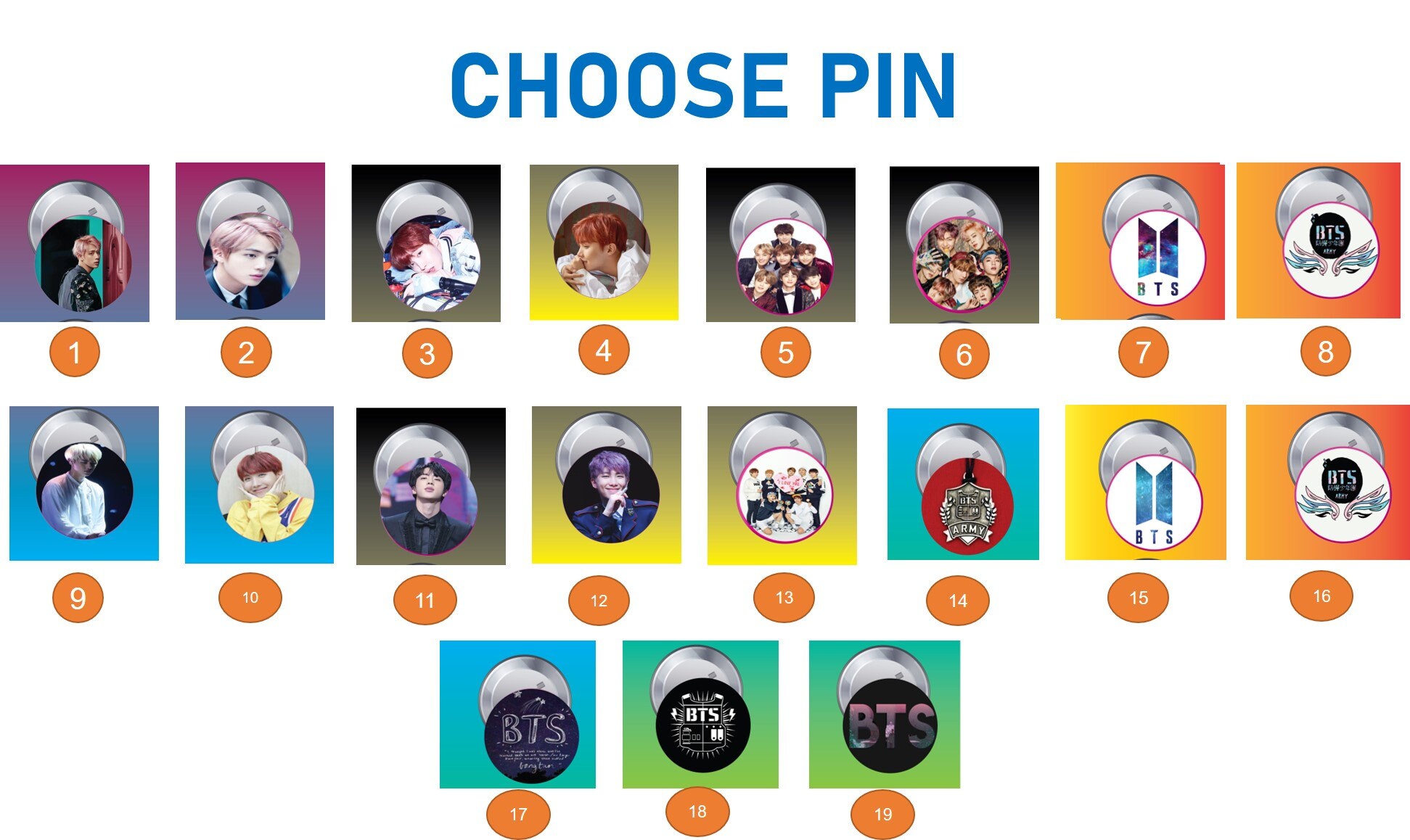 BTS Style Group Pin K-pop Korean Pop Pinback Button - Etsy