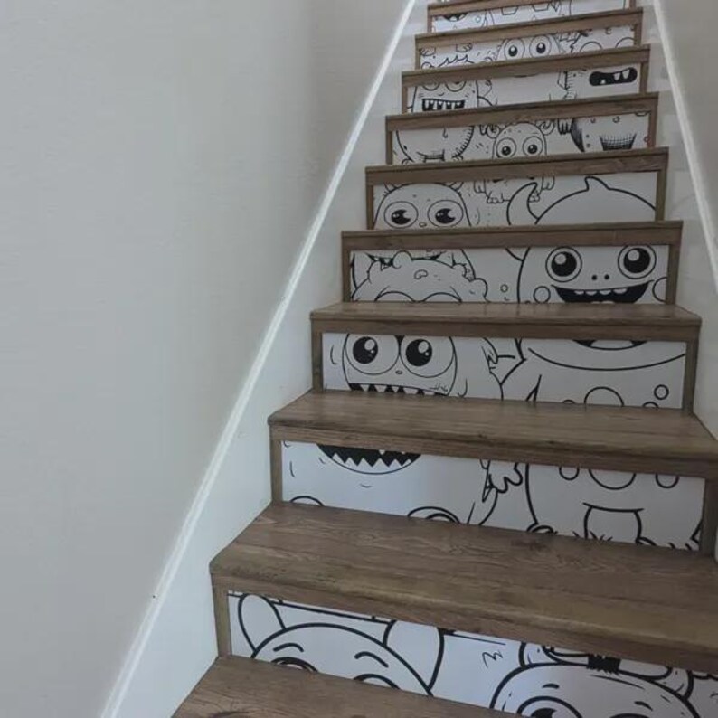 Cartoon Monster Stair Stickers – Modern Removable Vinyl Strips - HD047 ...