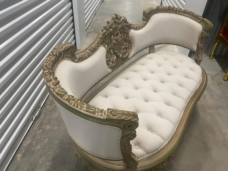French Rococo Settee, Hand-carved Wood, Tufted Velvet Couch - Etsy