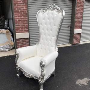 Silver Trim Tufted Throne Chair: Beechwood Occasion Seating - Etsy
