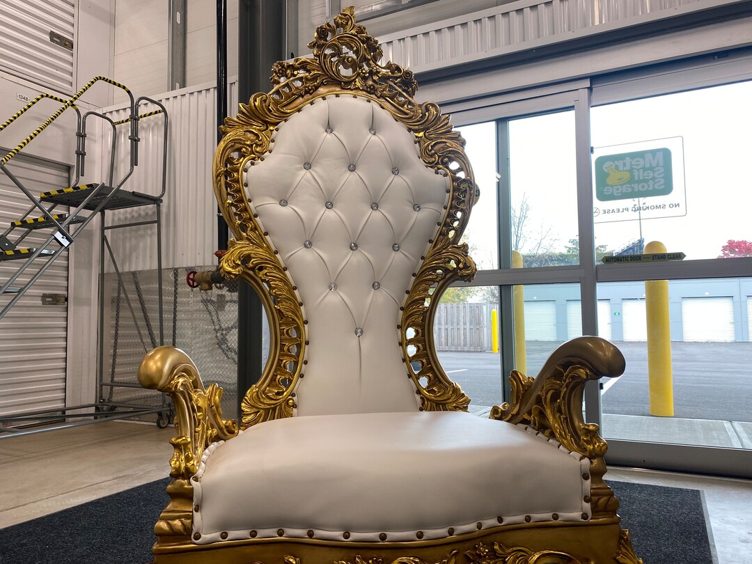 Gild Throne Chair Handmade White Upholstery Wedding Party Birthday ...