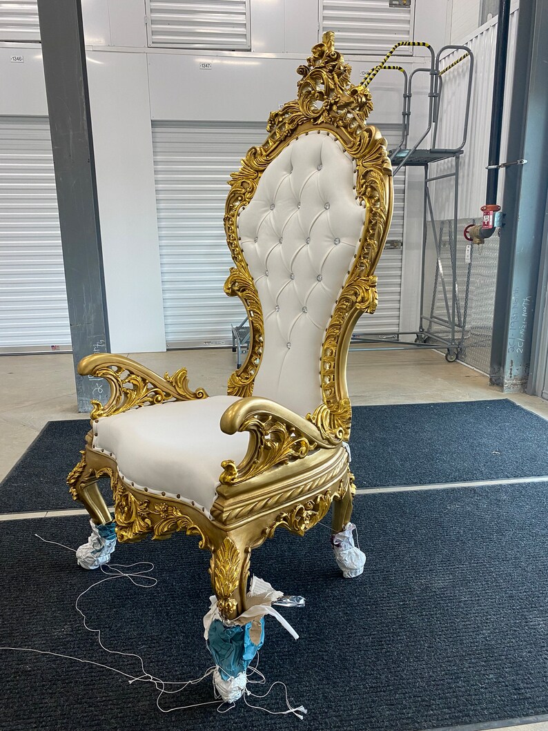 Gild Throne Chair Handmade White Upholstery Wedding Party - Etsy