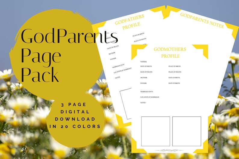 Godparents Page Pack - Printable (digital Download) Family History ...