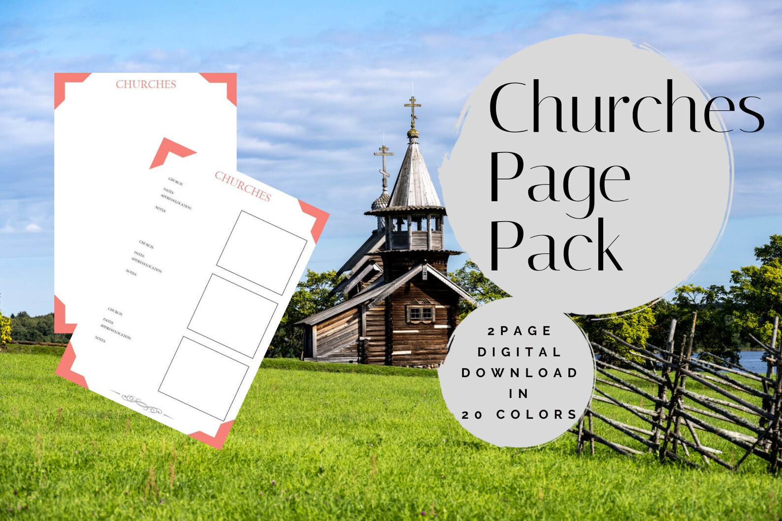 Churches Page Pack - Printable (digital Download) Family History Pages ...